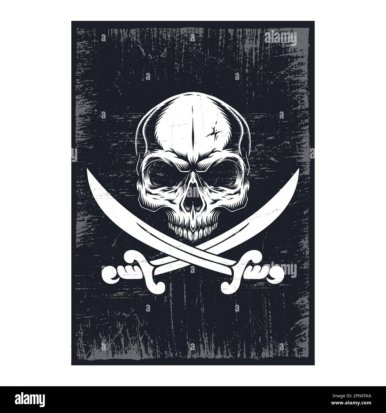 Sword and skull poster design with grunge texture style. Editable ...