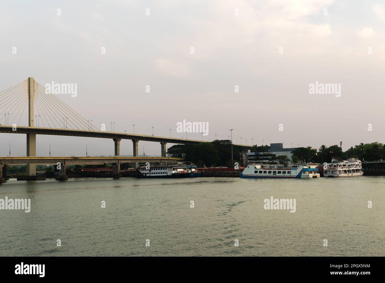 Panaji Goa India Oct 22 2022: Sunset time cruise View of the Atal Setu ...