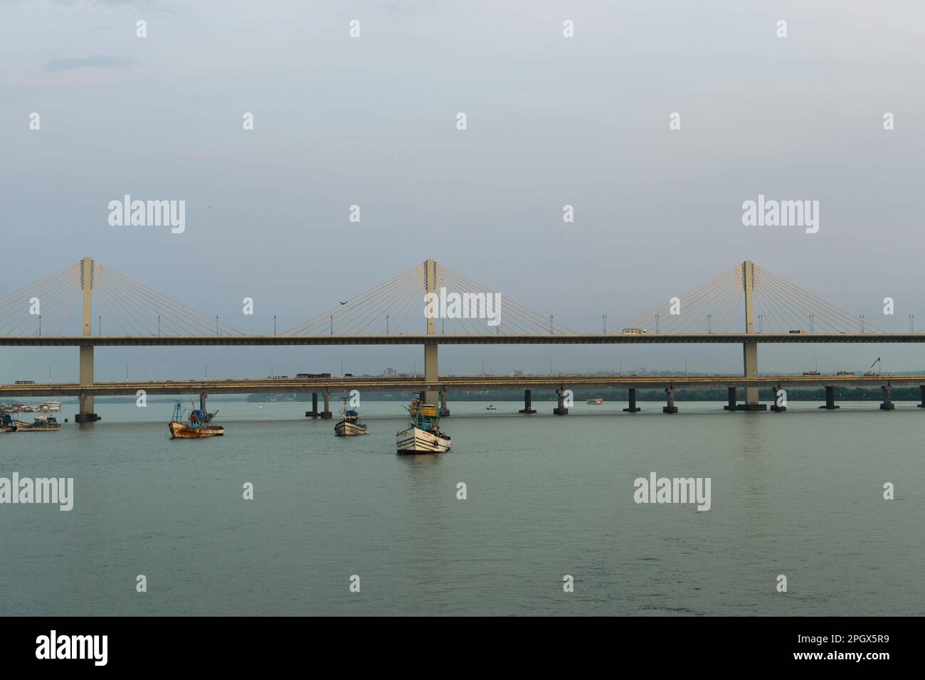 Panaji Goa India Oct 22 2022: Sunset time cruise View of the Atal Setu ...