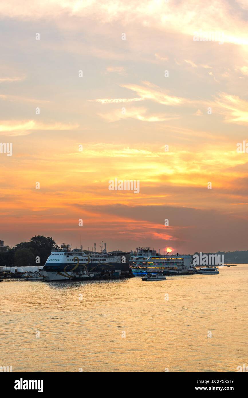 Panaji Goa India Oct 22 2022: Sunset time cruise View of the Atal Setu ...