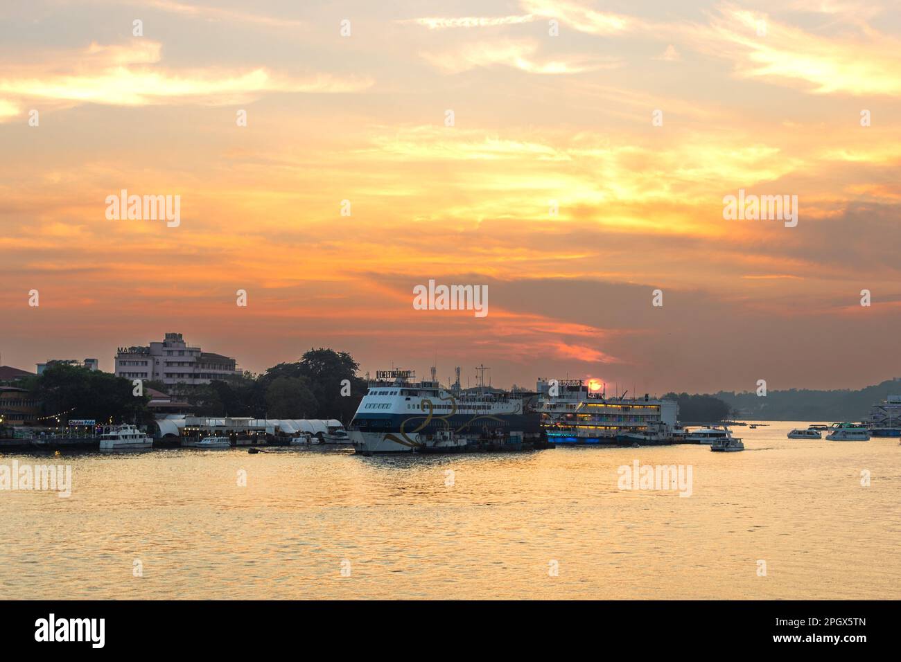 Panaji Goa India Oct 22 2022: Sunset time cruise View of the Atal Setu ...