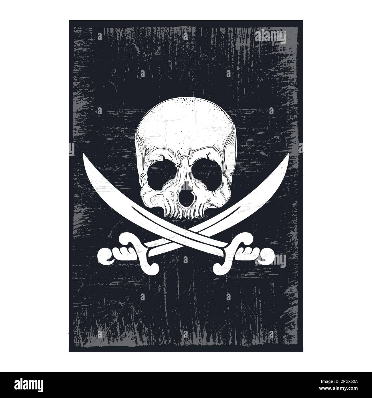 Sword and skull poster design with grunge texture style. Editable ...