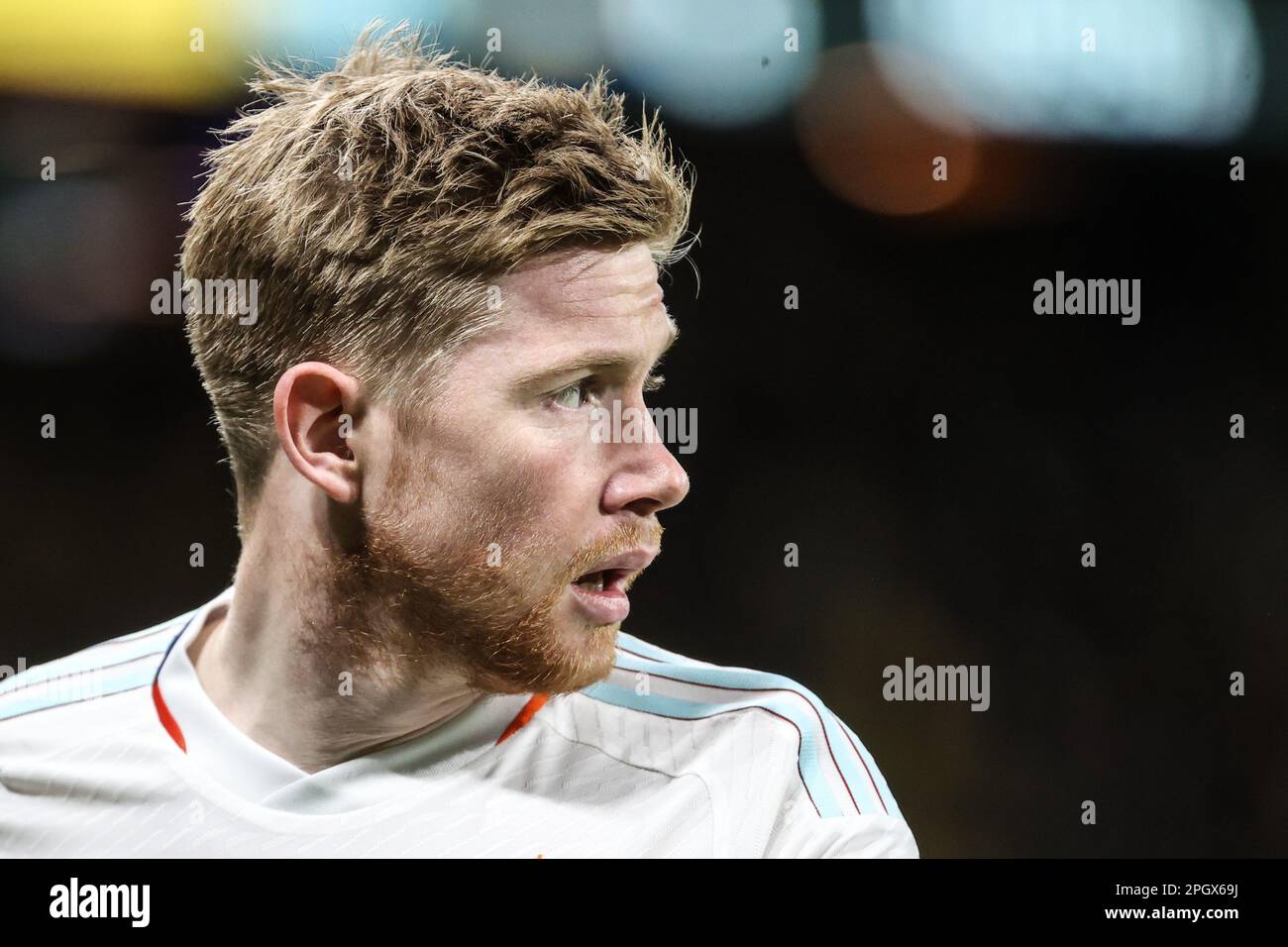 Solna, Sweden. 24th Mar, 2023. Belgium's captain Kevin De Bruyne ...