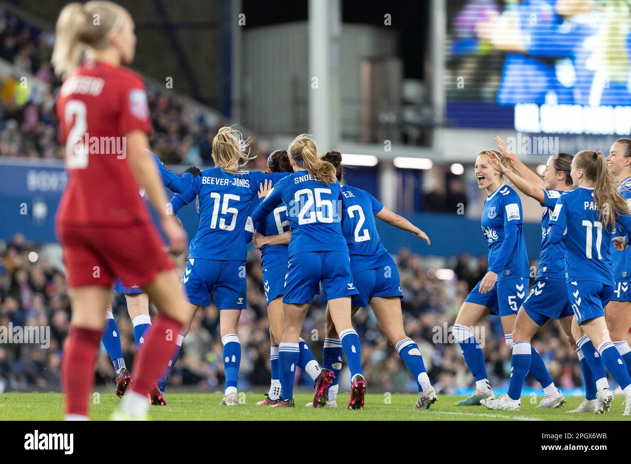 Gabrielle George of Everton Women celebrates her goal to make it 1-0 ...