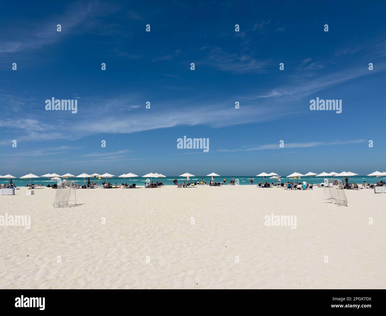 Tourists and residents enjoying the Mamsha Saadiyat Soul Beach on a ...