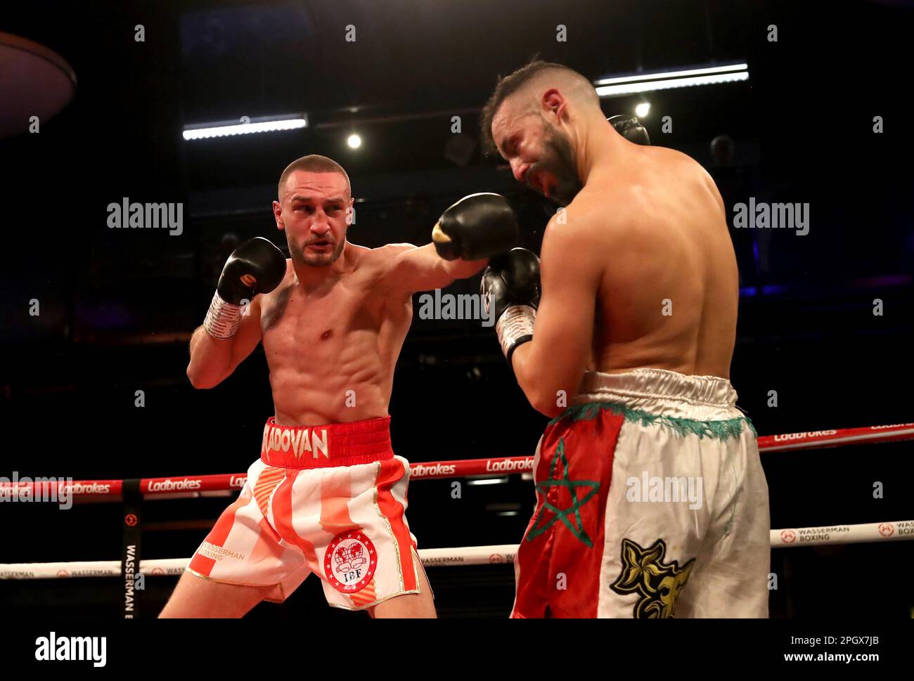 Denis Radovan (left) and Fouad El Massoudi in action during their ...