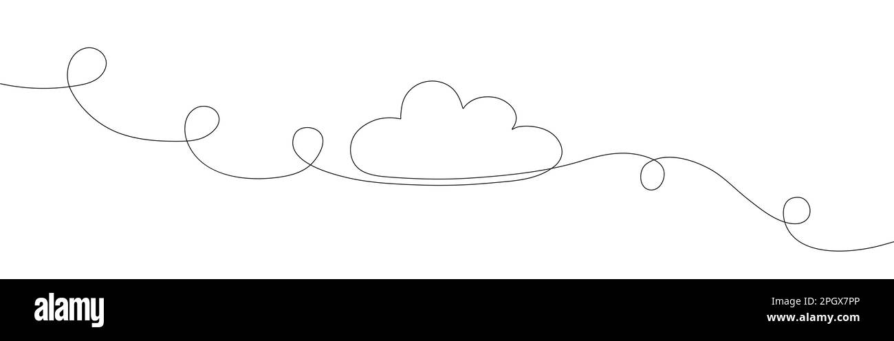 Continuous line drawing. Clouds. Black isolated on white background ...