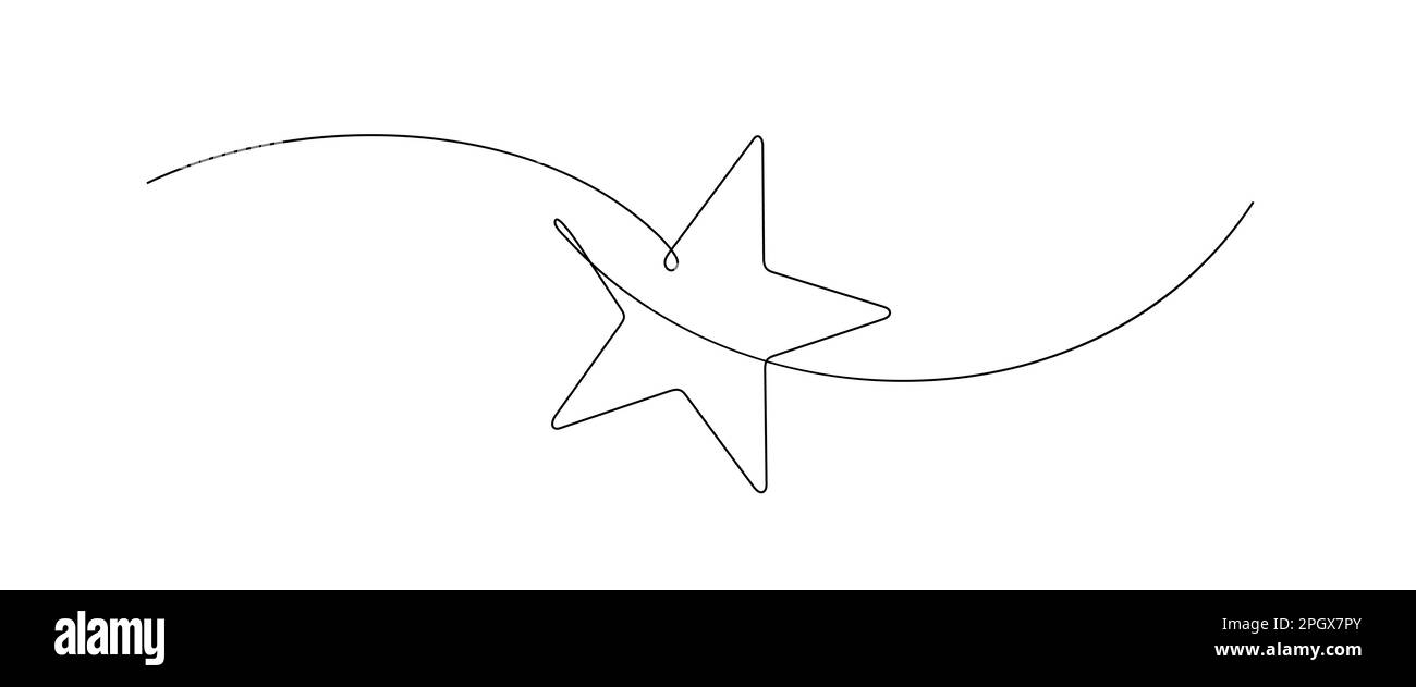 hand draw doodle stars illustration in continuous line arts style ...