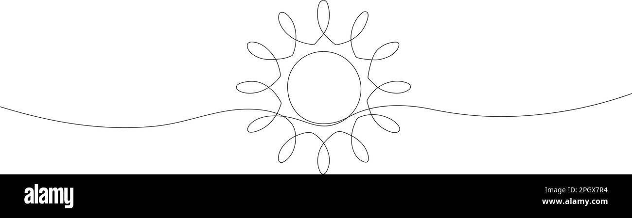 Continuous line sun art. Single line sketch sunny summer travel concept ...