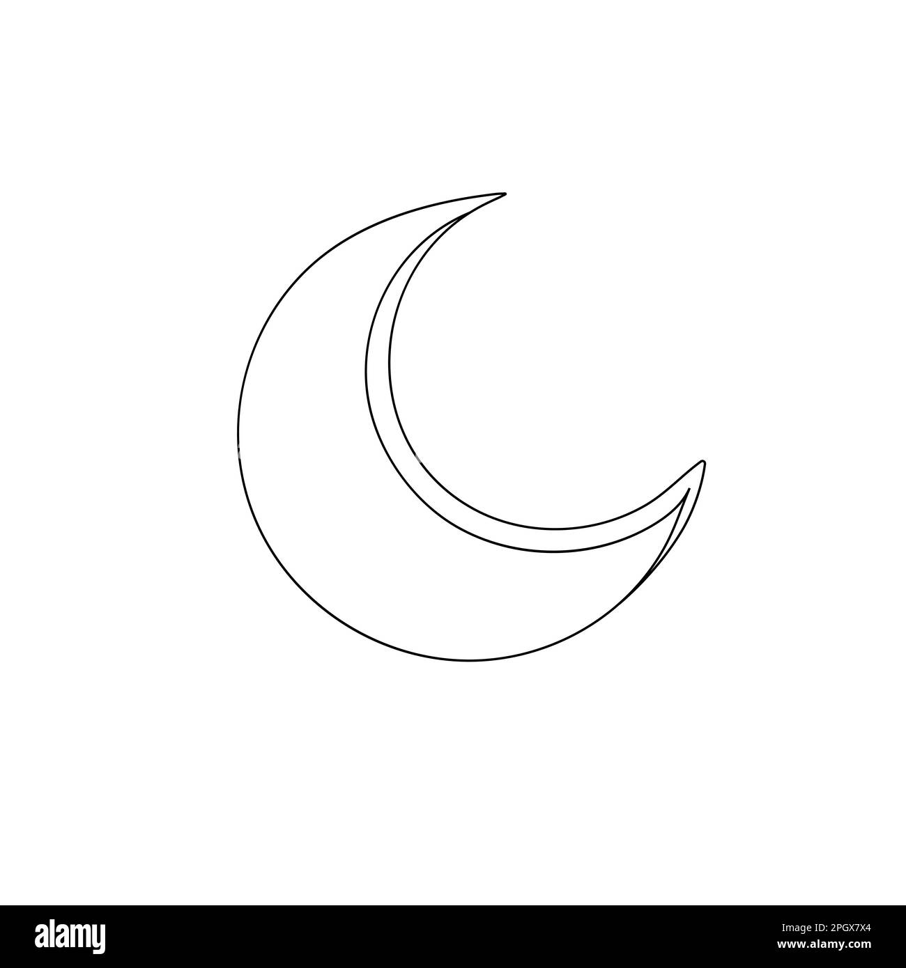 One continuous single line of Crescent moon for ramadhan isolated on ...