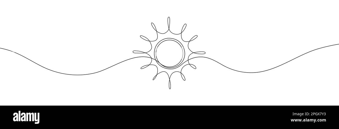 Continuous line sun art. Single line sketch sunny summer travel concept ...