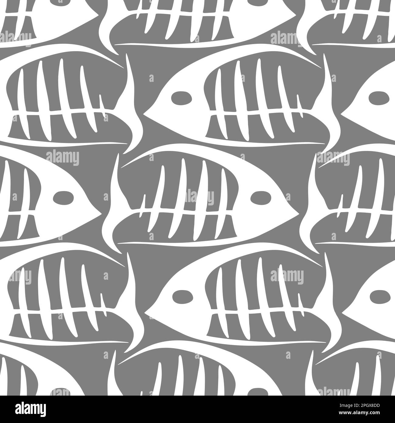 graphic gray and white fish skeletons seamless pattern, texture ...