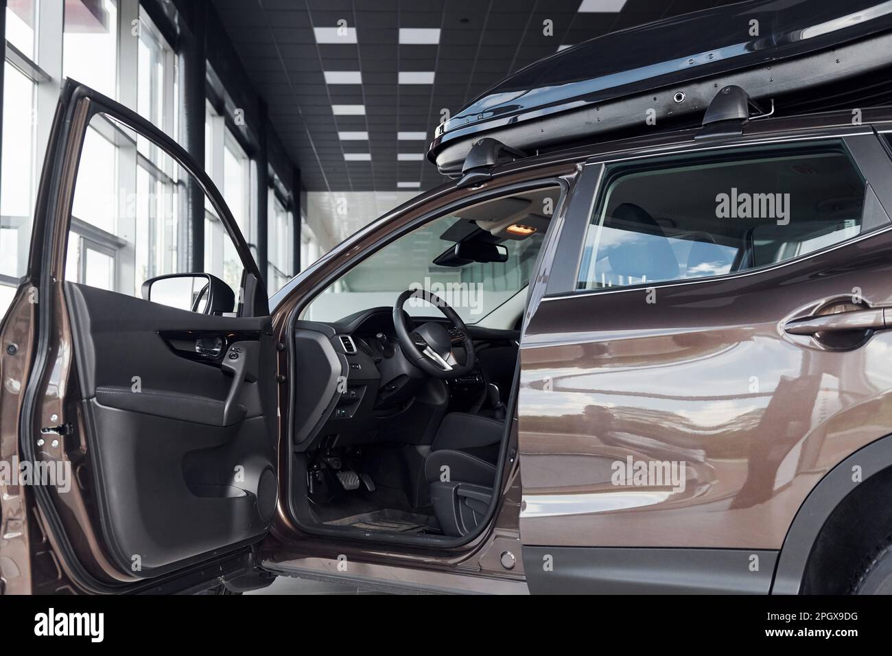 Modern new luxury automobile interior. Design and technology Stock ...