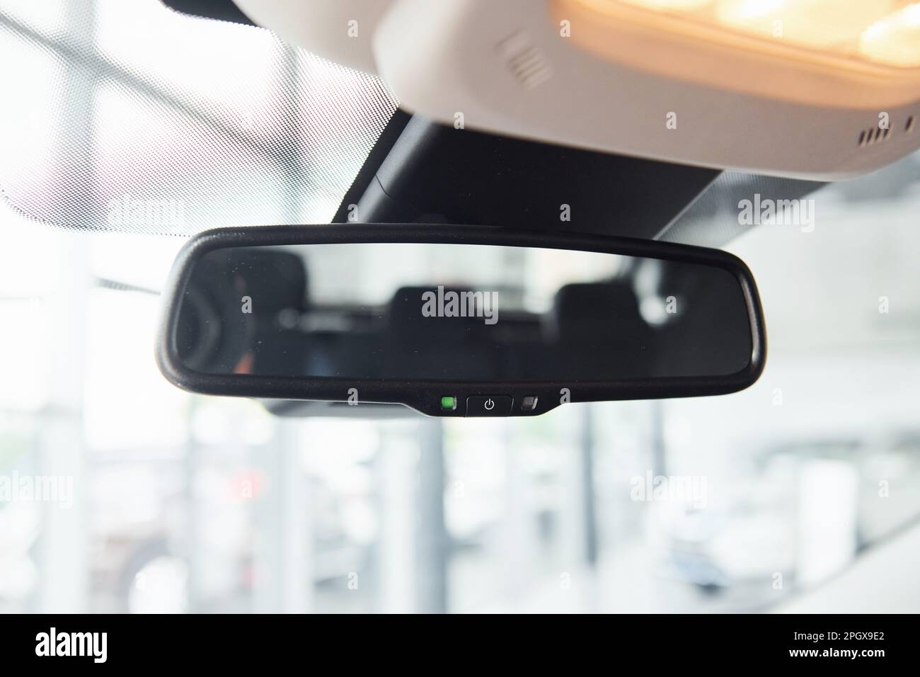 Front mirror. Modern new luxury automobile interior. Design and ...