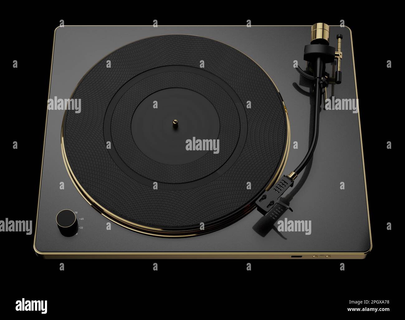 Sleek 3D Rendered Illustration of Black and Gold Modern Turntable over ...