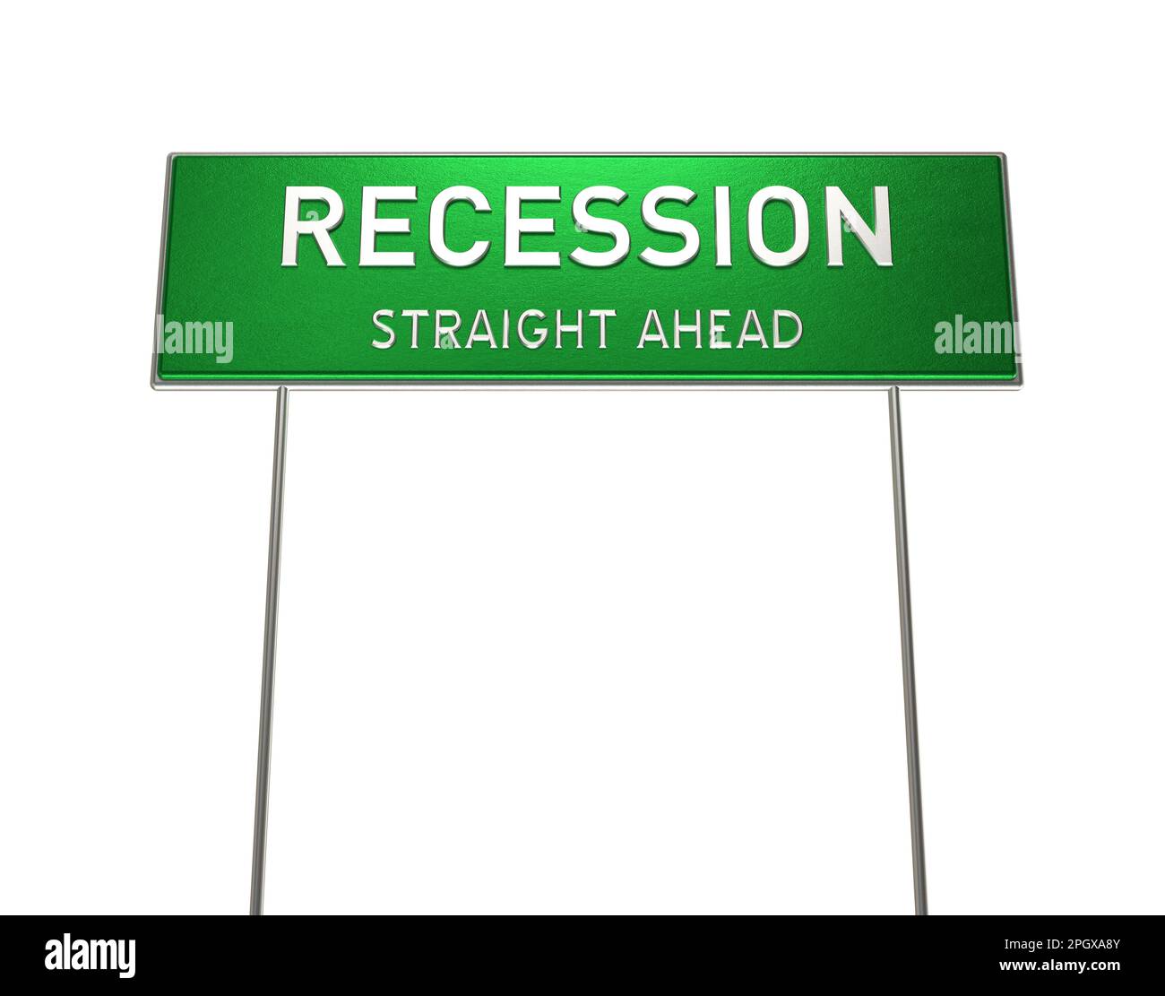 RECESSION exit sign rendered 3D Illustration over white background with ...