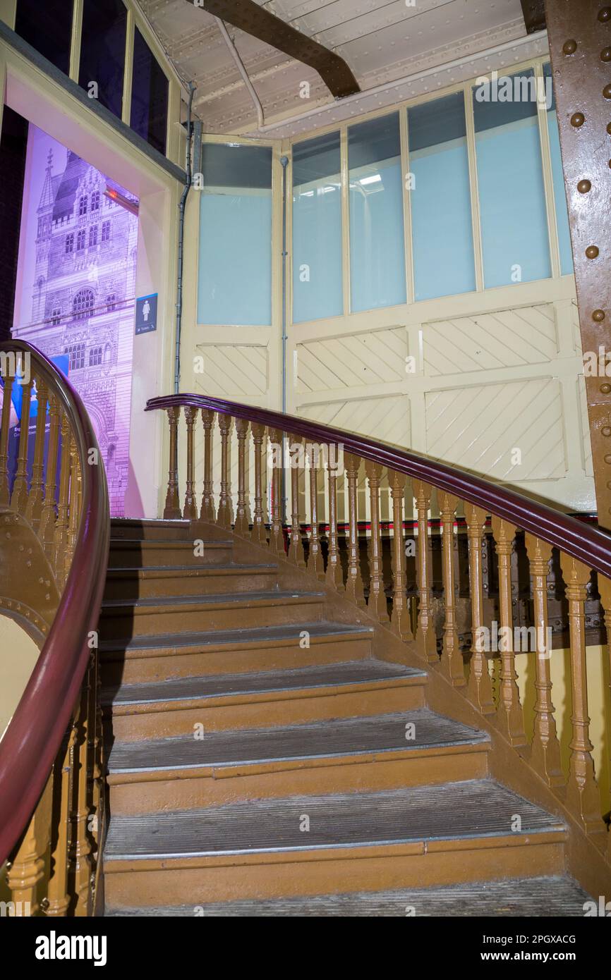 Victorian stairs / steps / staircase in the south tower of Tower Bridge ...