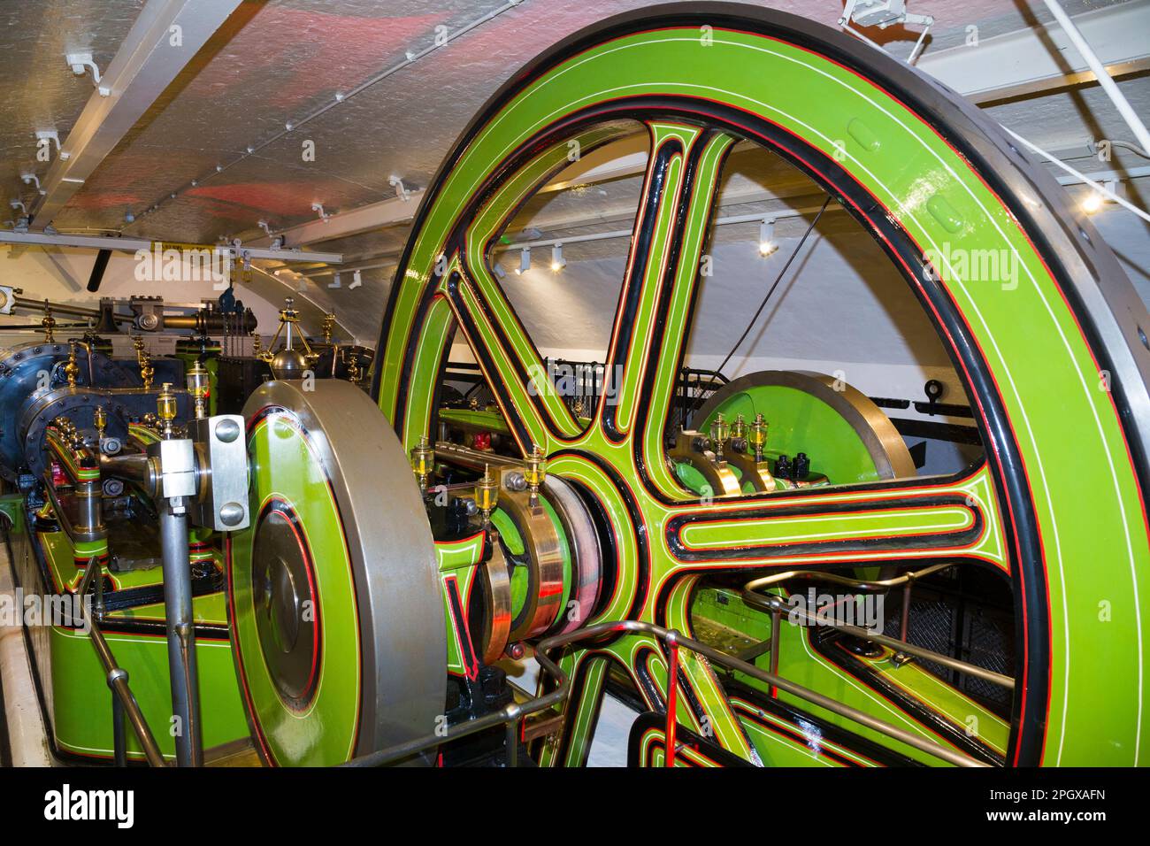 Large fly wheel in the Engine Rooms of Tower Bridge, which spans the ...