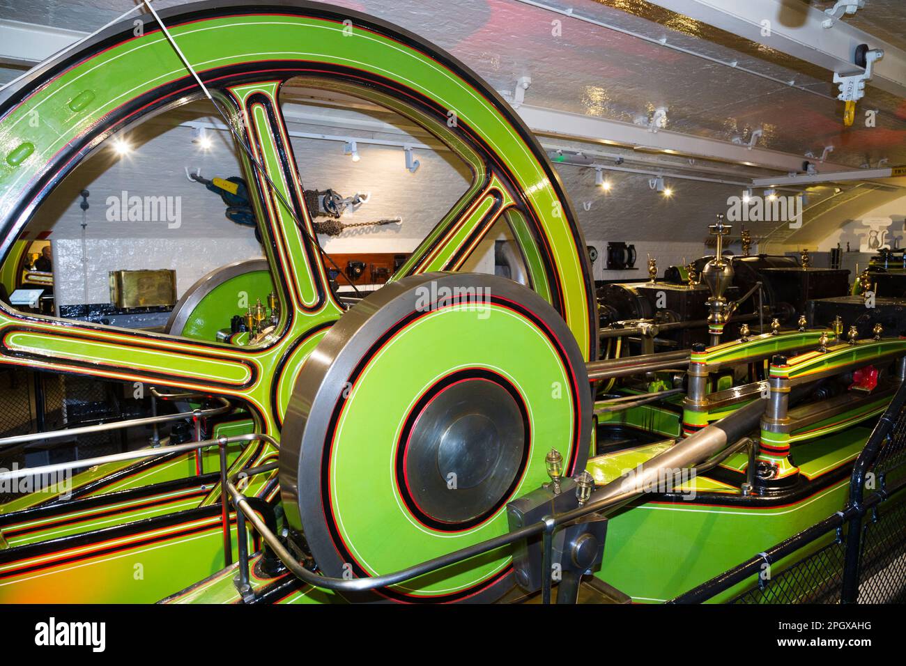 Large fly wheel in the Engine Rooms of Tower Bridge, which spans the ...