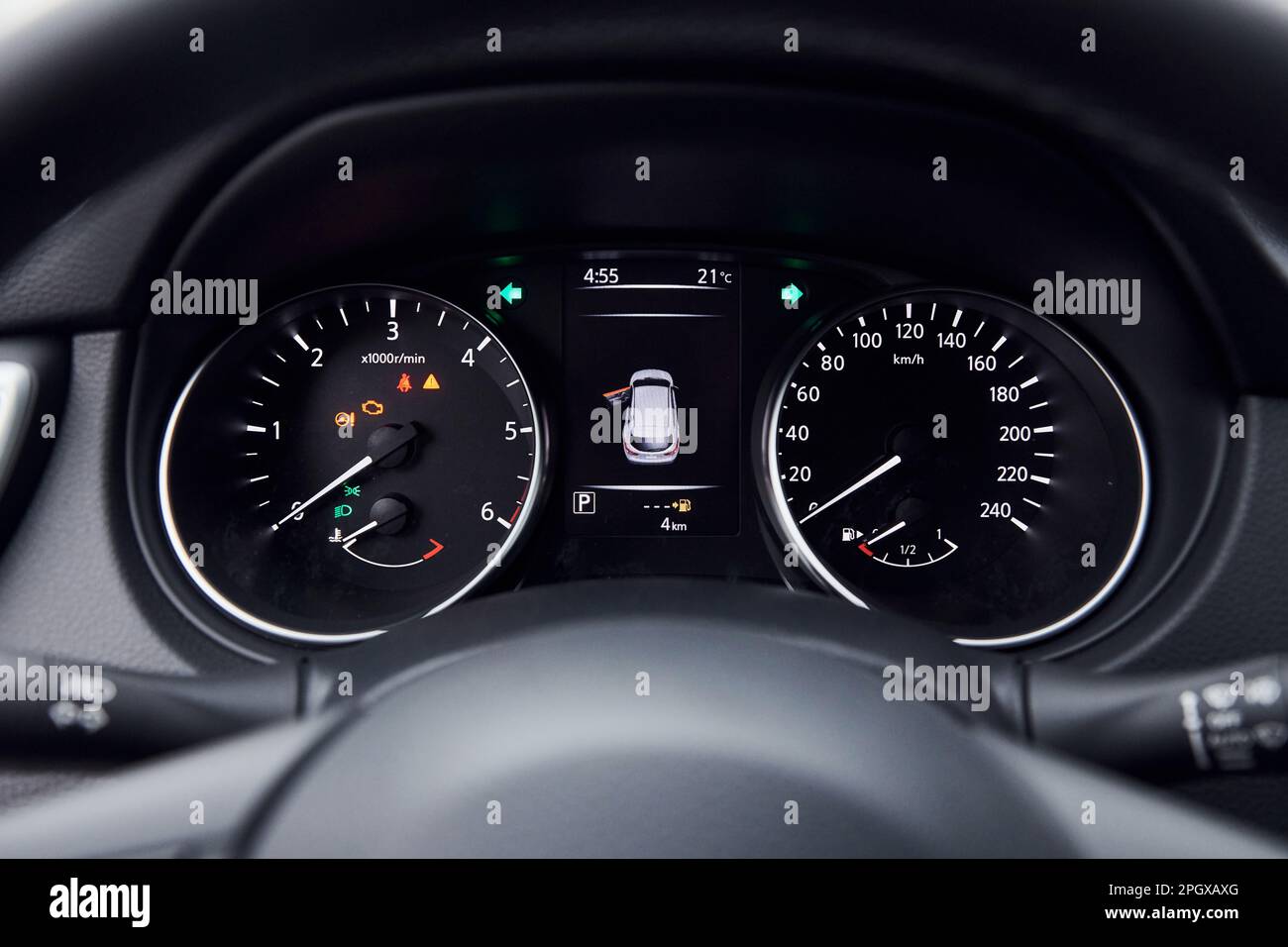 Modern new luxury automobile interior. Design and technology Stock ...