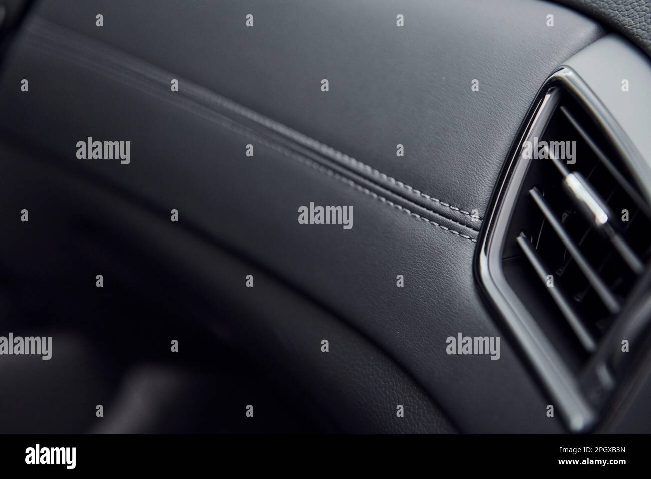 Modern new luxury automobile interior. Design and technology Stock ...