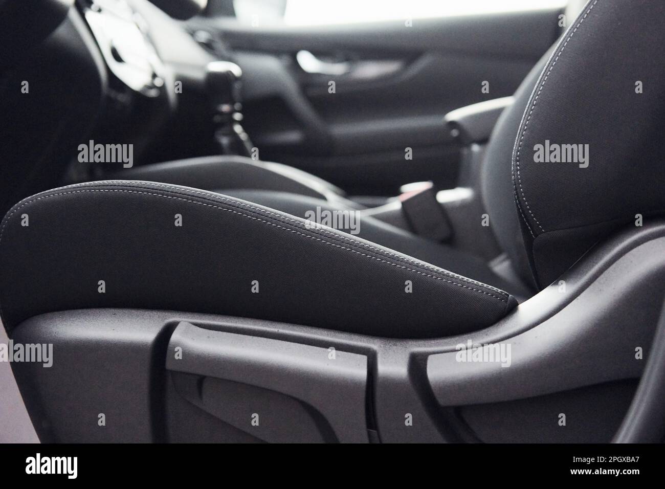 Modern new luxury automobile interior. Design and technology Stock ...
