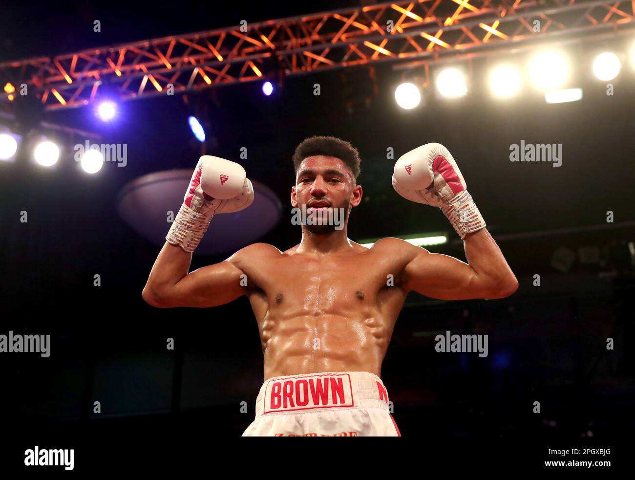 Niall Brown celebrates after beating Bahadur Karami to win his ...