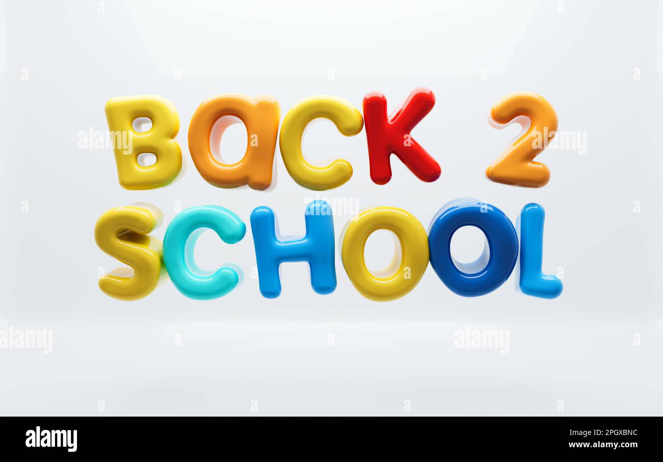 Fun alternating color 3D Bubble BACK 2 SCHOOL title banner sign over ...