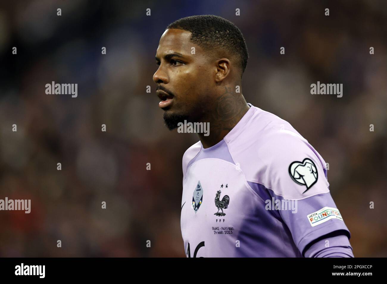SAINT-DENIS - France goalkeeper Mike Maignan during the UEFA EURO 2024 qualifying match between ...