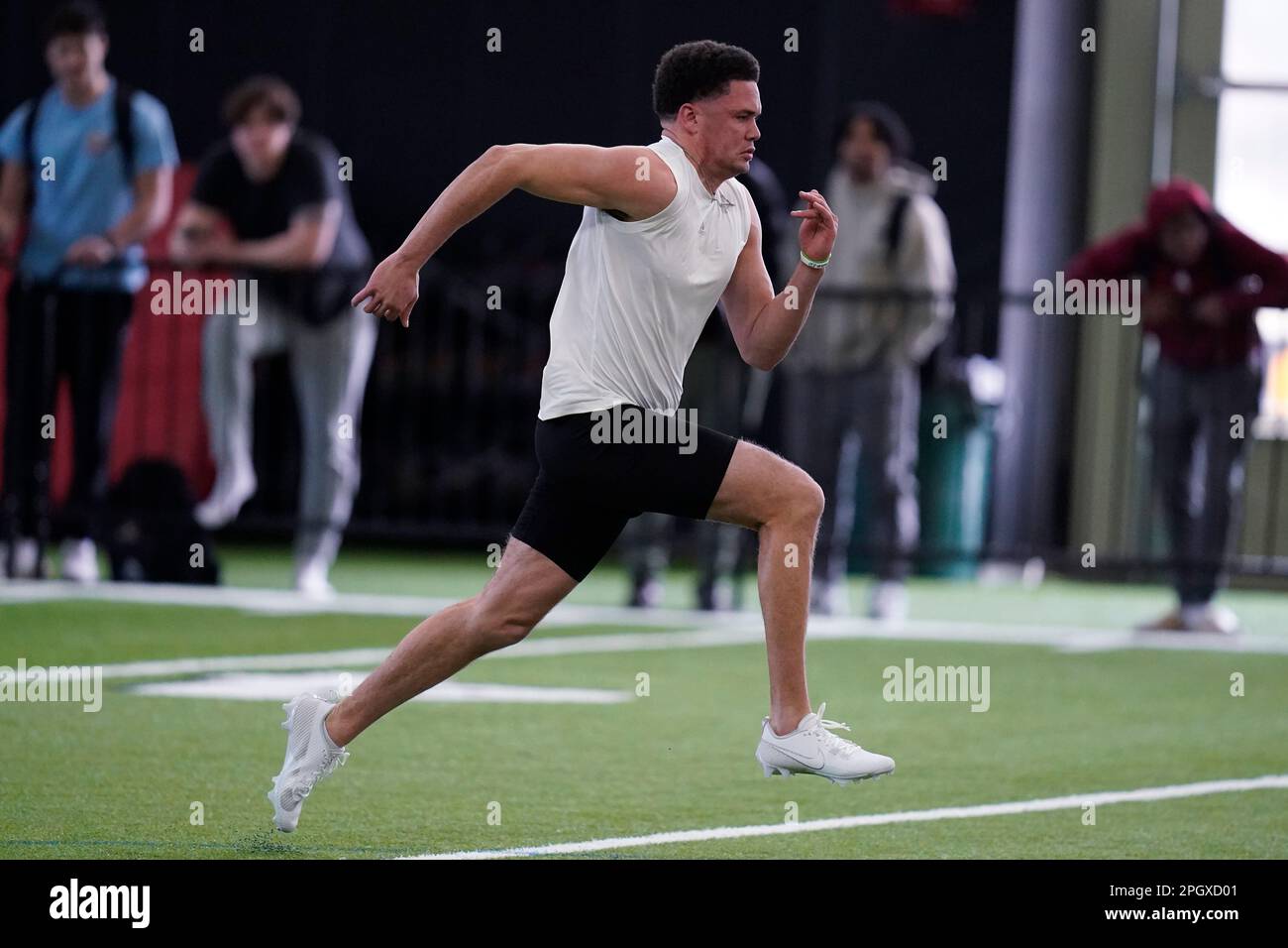 Purdue quarterback Austin Burton during a football drill at an NFL Pro ...