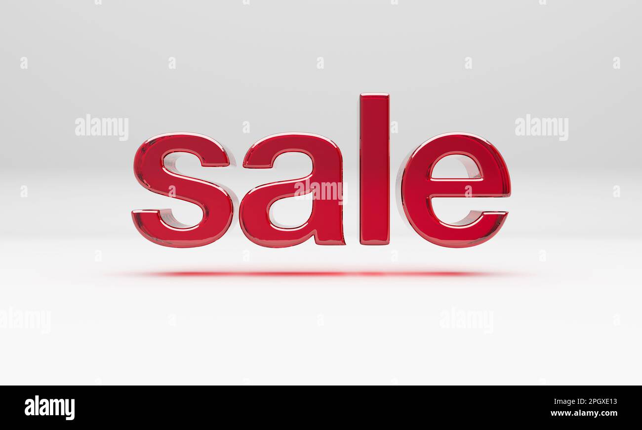 Modern Red 3D illustraion text of SALE over white background with drop ...