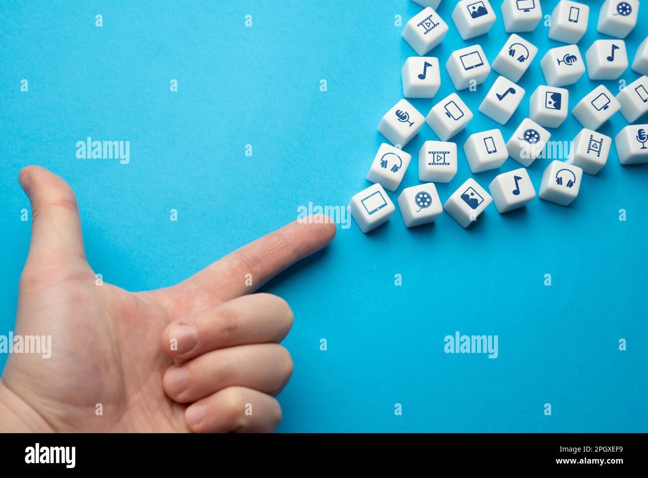 The hand shoots media, music and other entertainment content from the ...