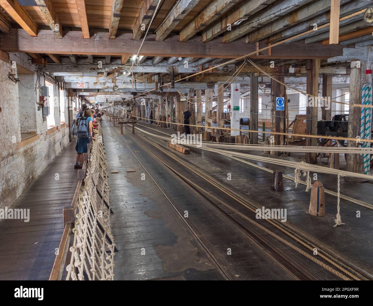 General view of the ropewalk inside the massive ropery (where ship rope ...