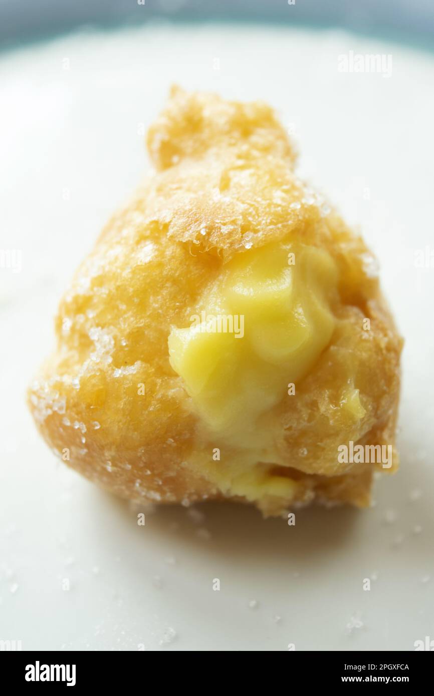 traditional fried cream puff filled with Chantilly cream Stock Photo ...