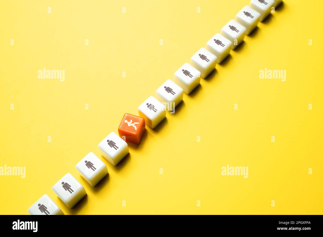 A man runs from a row of people. Flee away. Pressures and stresses of ...