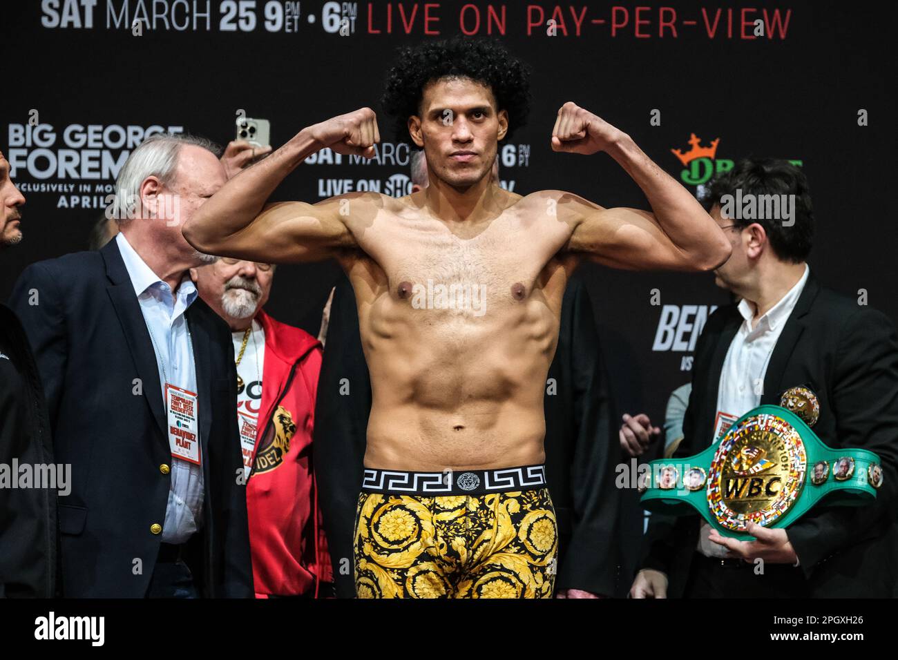 Las Vegas, Nevada, USA. 24th Mar, 2023. David Benavidez weighs in at ...