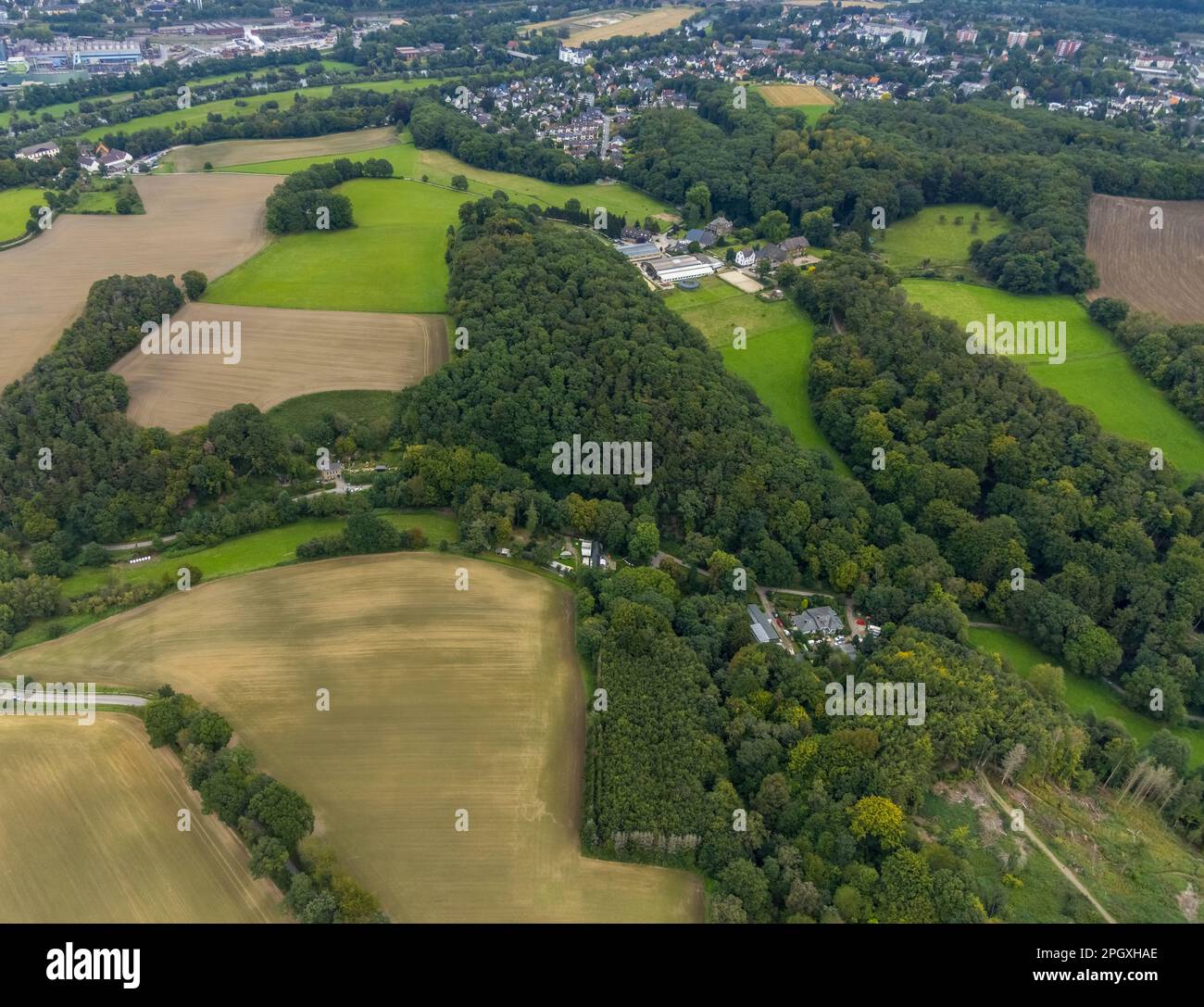Aerial view, miners' prayer house, Steigerhaus and in the background ...