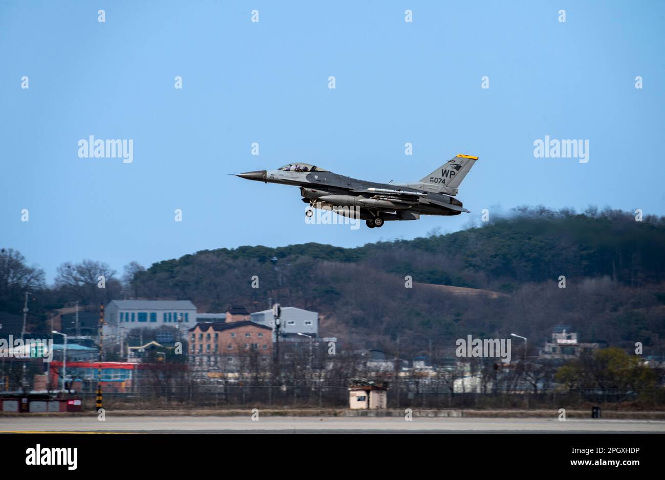 An F-16 Fighting Falcon assigned to the 80th Fighter Squadron, Kunsan ...