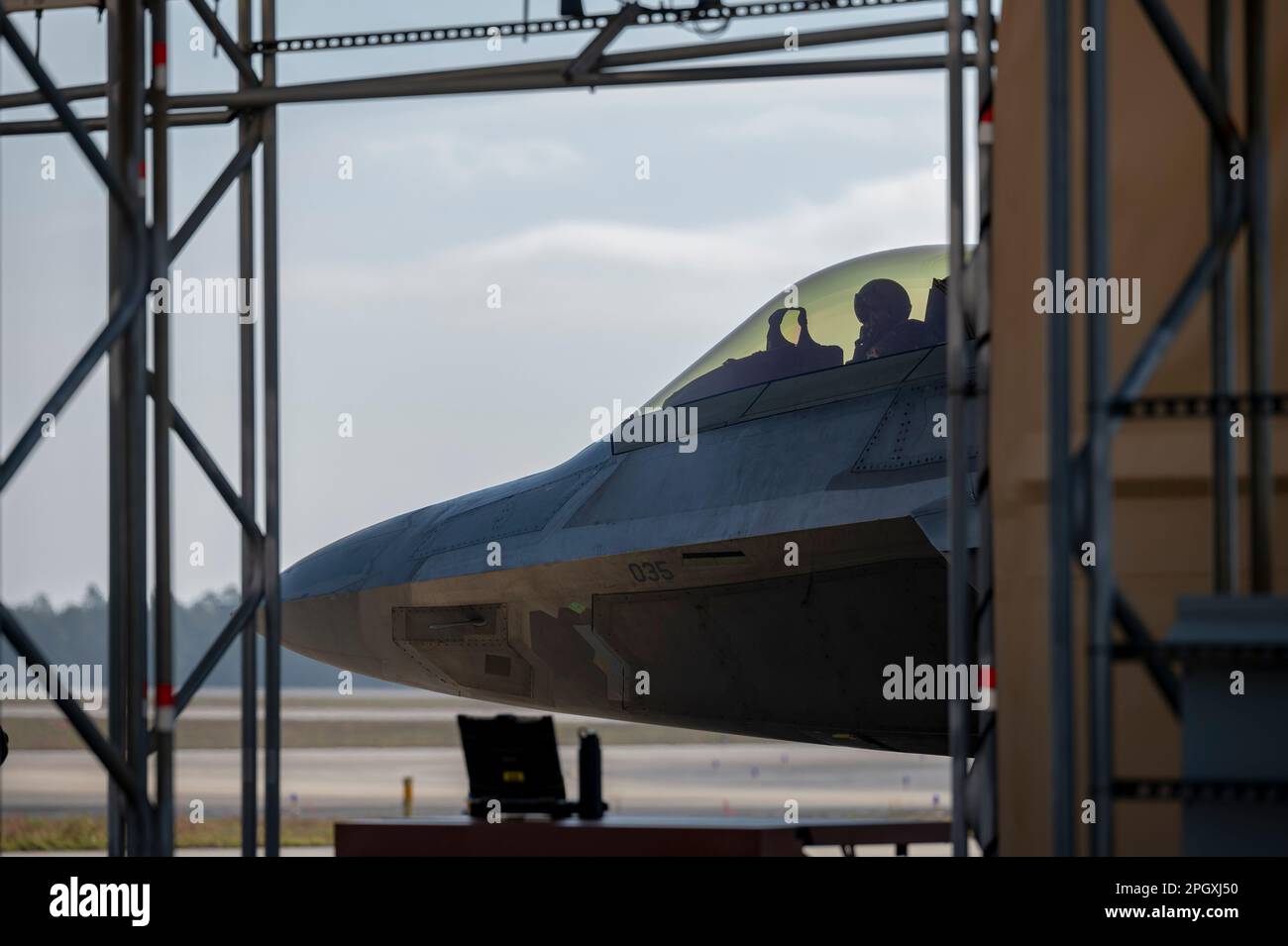A U.S. Air Force F-22 Raptor student pilot prepares to launch at Eglin ...