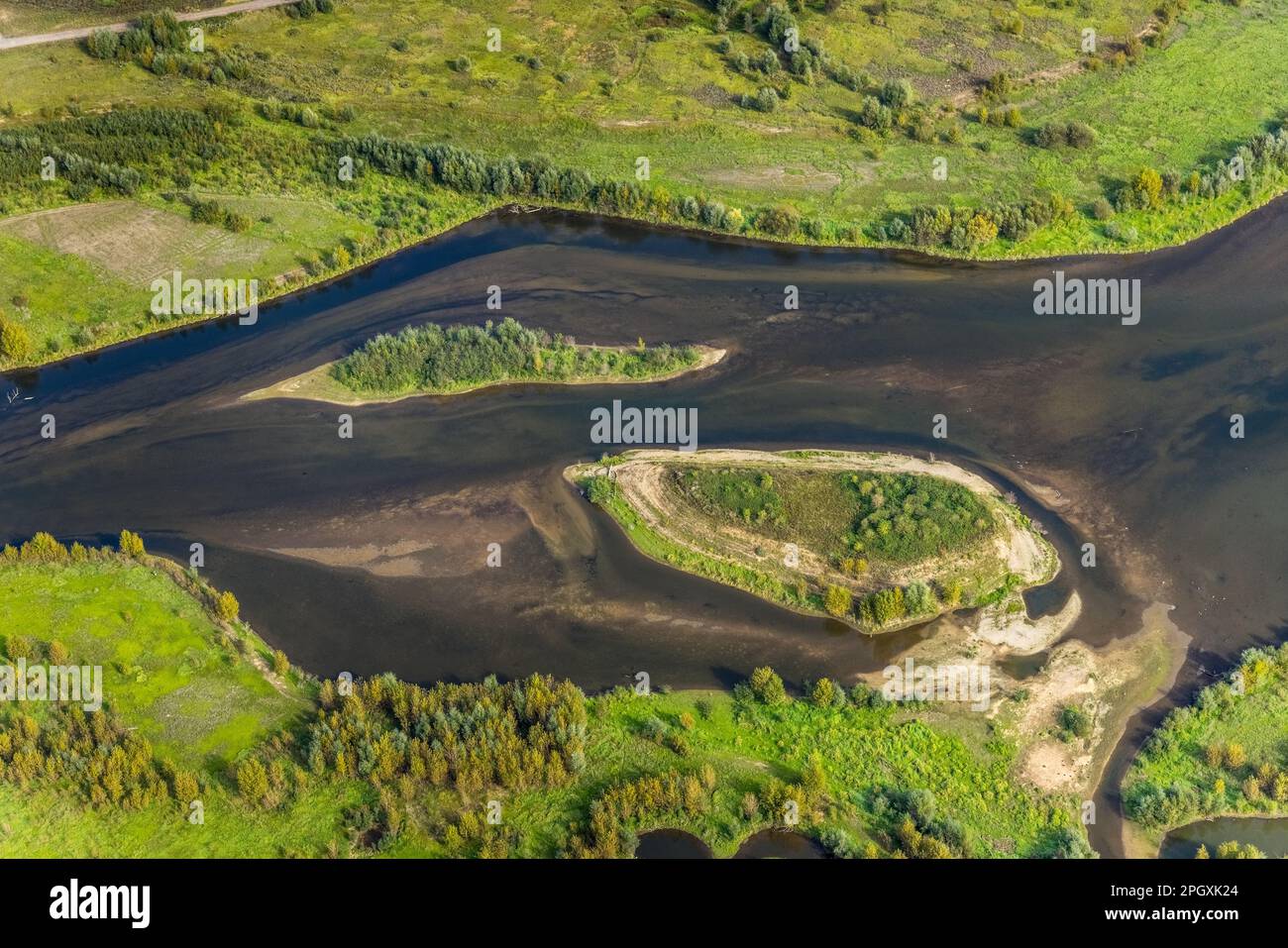 Aerial photograph, renaturation Lippe estuary in nature reserve and ...