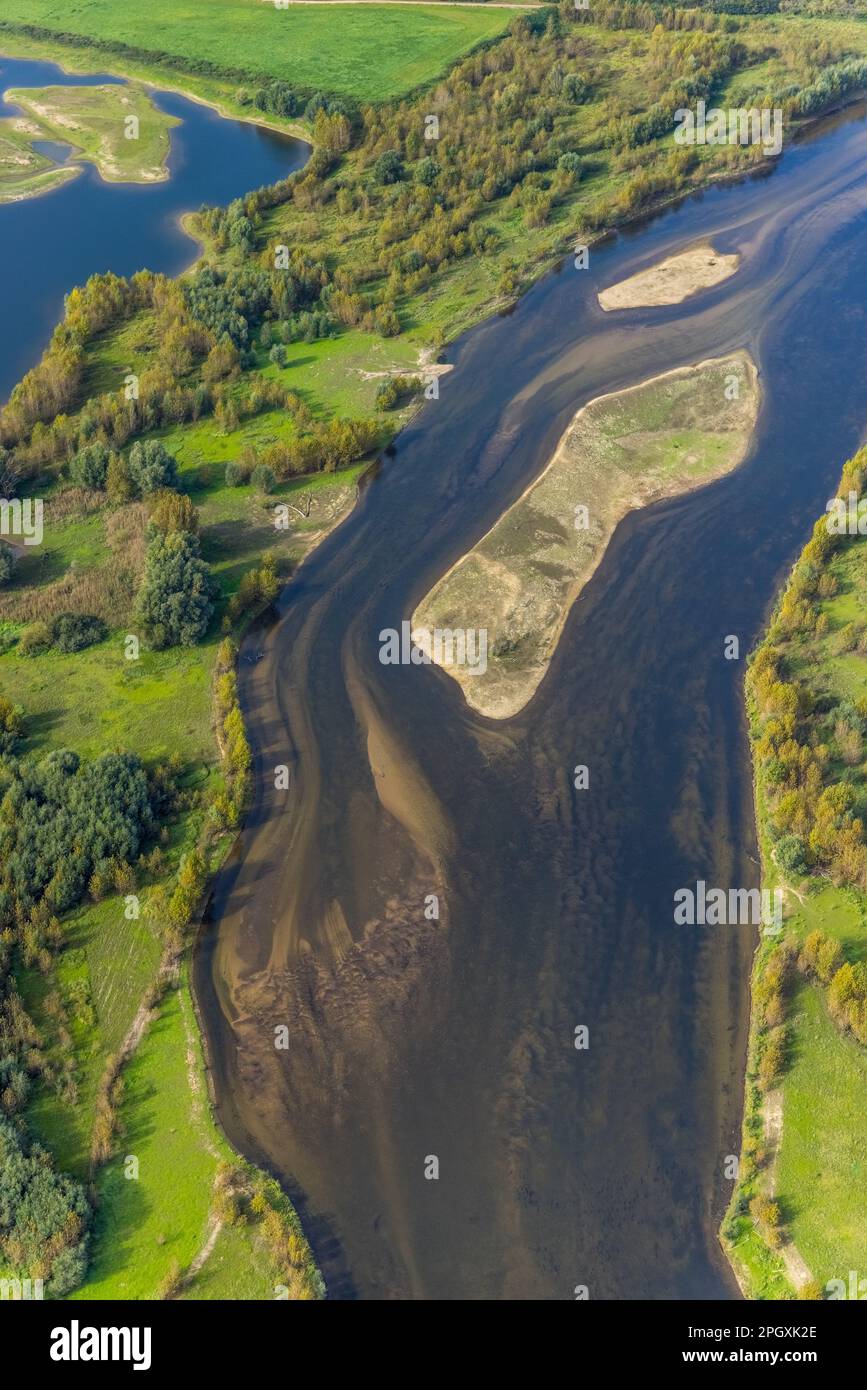 Aerial photograph, renaturation Lippe estuary in nature reserve and ...