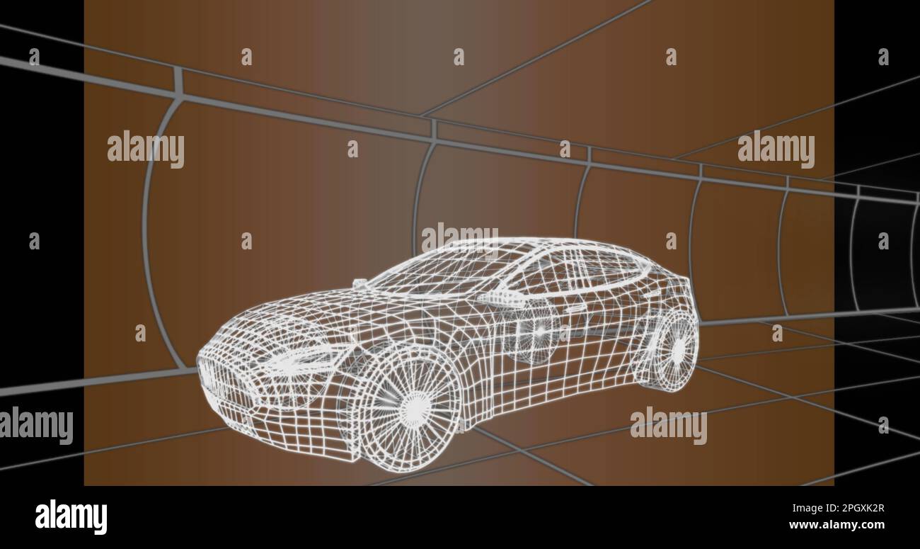 Composition of digital car over lines on brown background Stock Photo ...