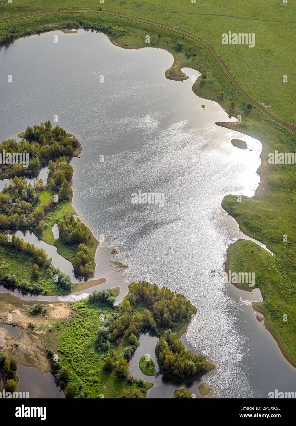 Aerial photograph, renaturation Lippe estuary in nature reserve and ...