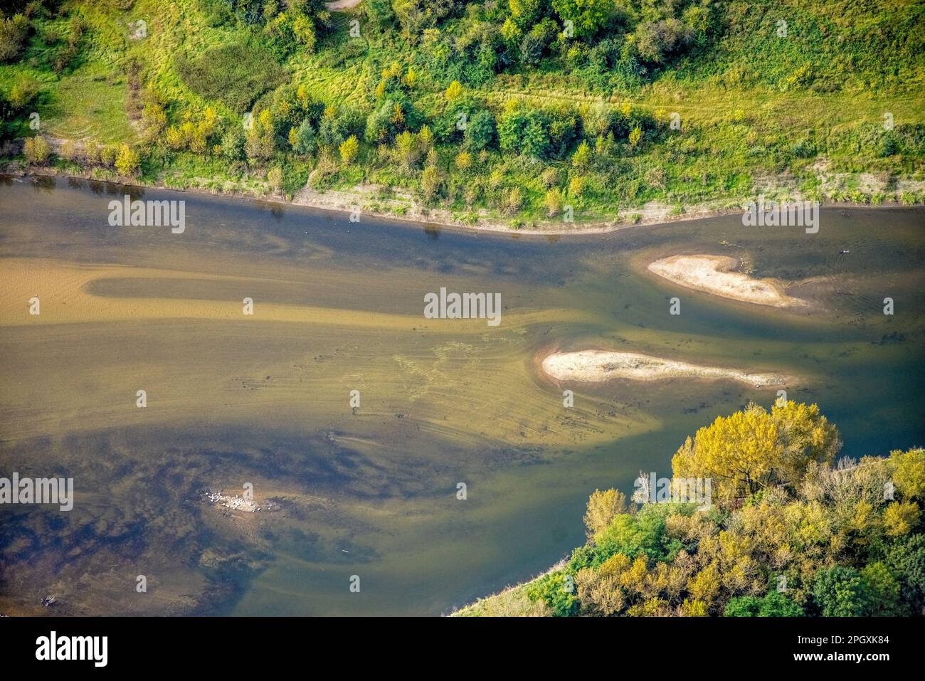 Aerial photograph, renaturation Lippe estuary in nature reserve and ...