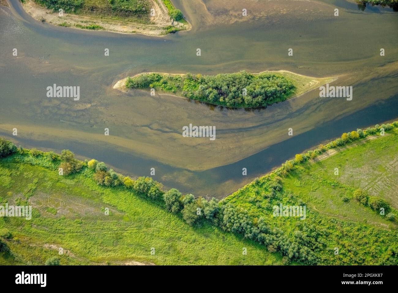 Aerial photograph, renaturation Lippe estuary in nature reserve and ...