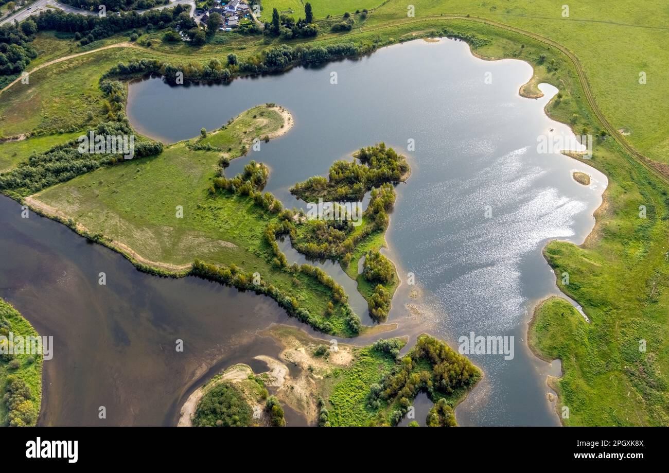 Aerial photograph, renaturation Lippe estuary in nature reserve and ...