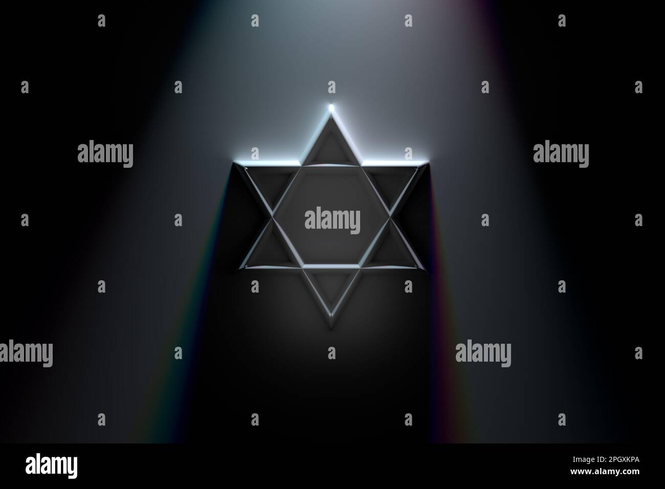 Star of David 3D rendered with dramatic lighting and long shadows ...