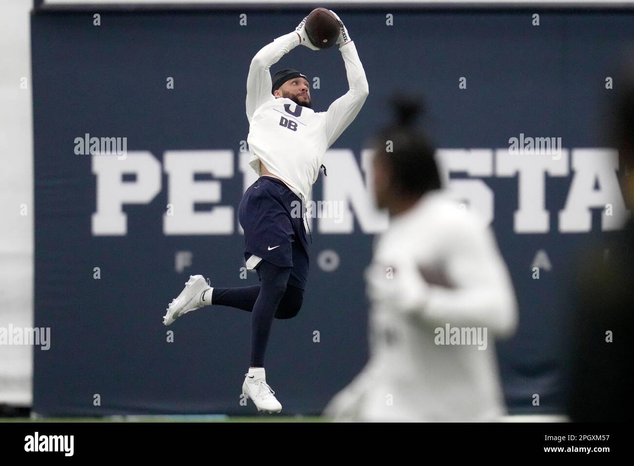 Defensive back Jonathan Sutherland makes a catch during Penn State's ...
