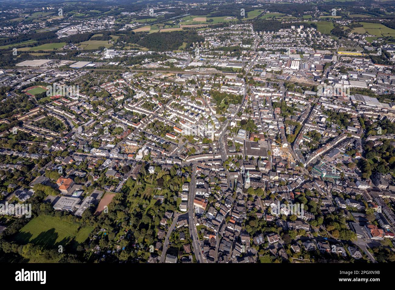 Aerial view, city center in Schwelm, Ruhr area, North Rhine-Westphalia ...