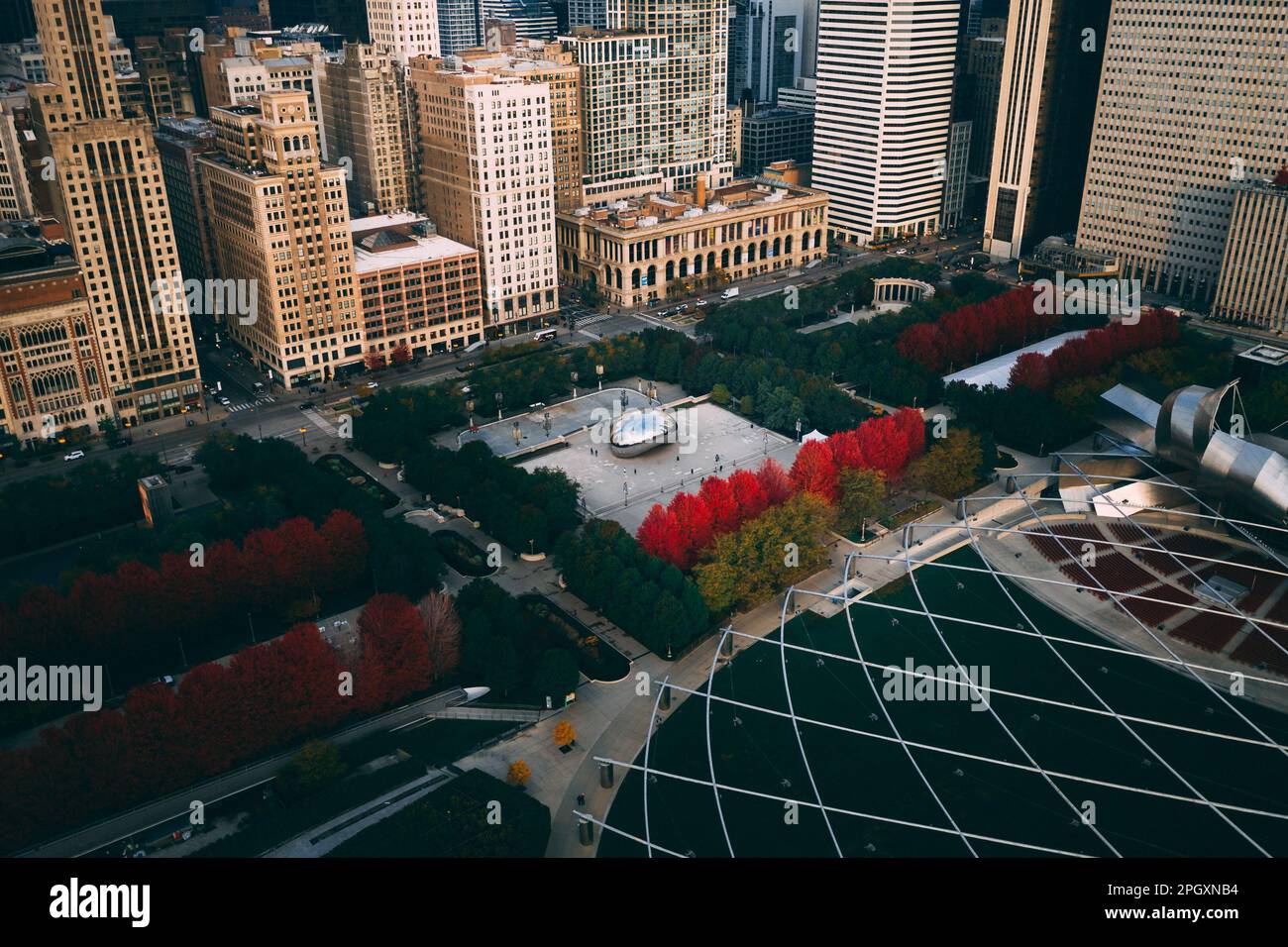 Aerial View of Millennium Park on Typical Fall, Autumn Day in Chicago Stock Photo - Alamy